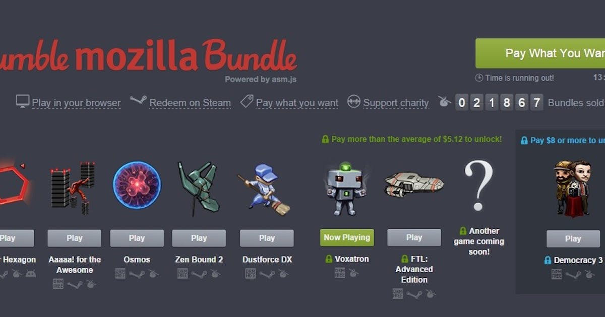 體驗在 Web 平台暢玩遊戲的樂趣吧！ Mozilla 宣布與 Humble Bundle 合作提供 Firefox 瀏覽器暢玩八款高人氣獨立遊戲 #java (86030) - Cool3c
