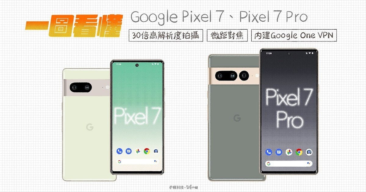 一圖看懂 Google Pixel 7、Pixel 7 Pro：30倍高解析度拍攝、微距對焦、內建Google One VPN #處理器 ...
