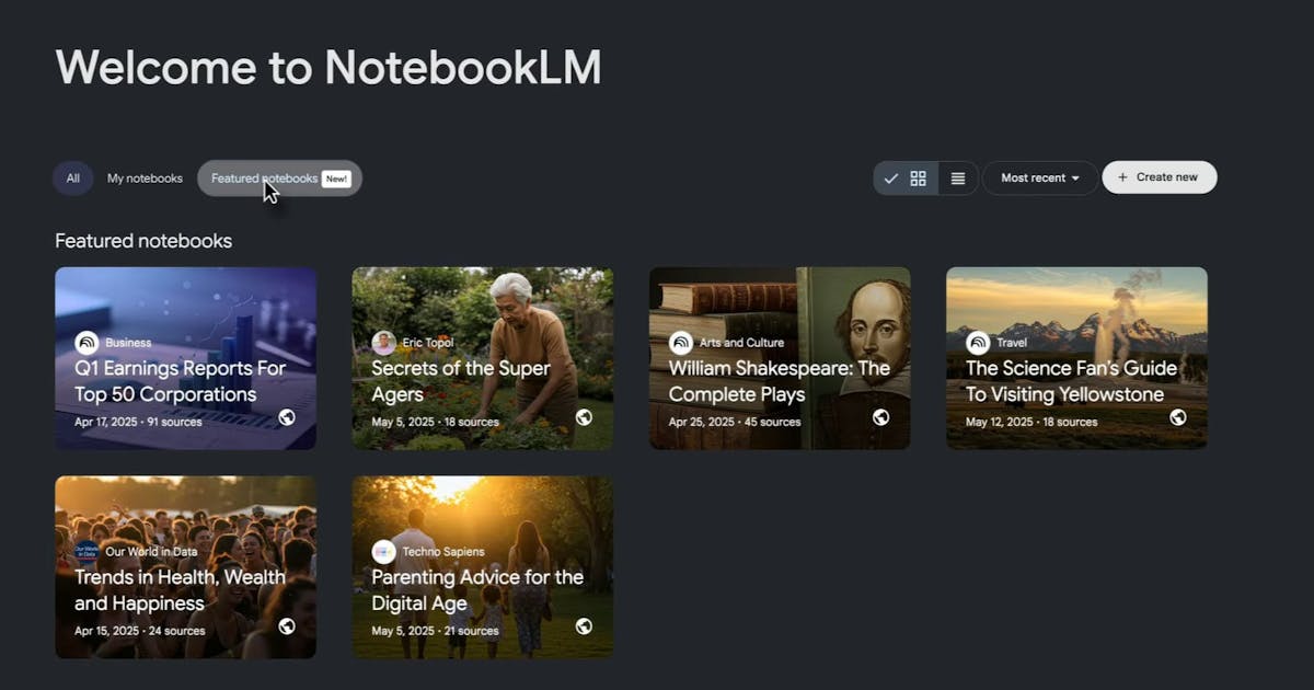 NotebookLM 新增精選筆記本，包含《經濟學人》、莎士比亞作品集 - INSIDE