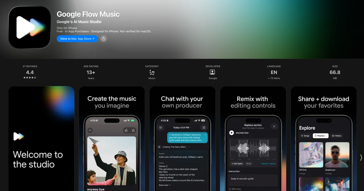 Google Flow Music 正式登陸 iOS！用對話就能做歌、做 MV，台灣已可下載 - INSIDE